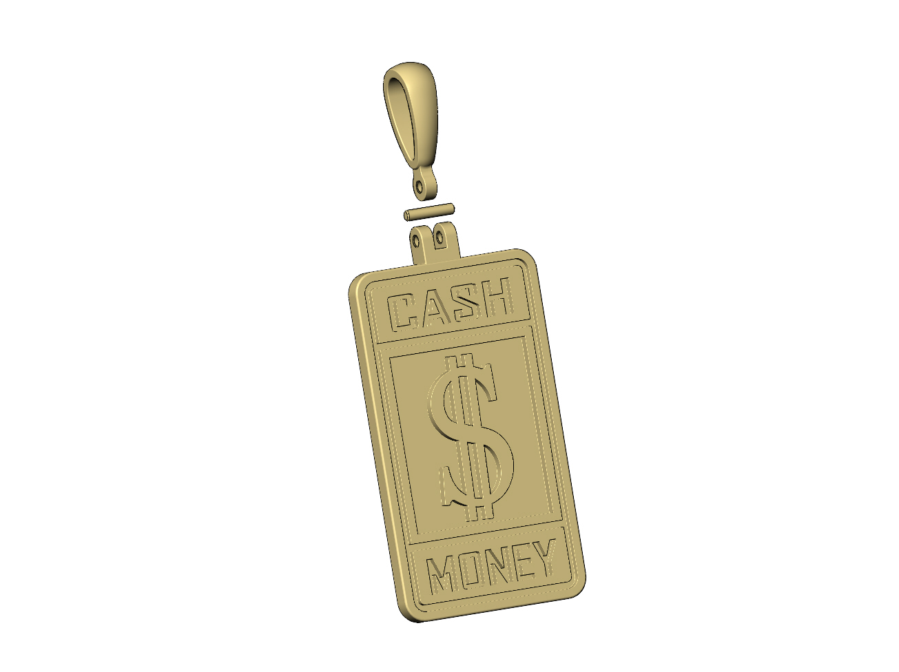 💰 Cash money rectangular pendant with bail 3D print model・ STL File for ...