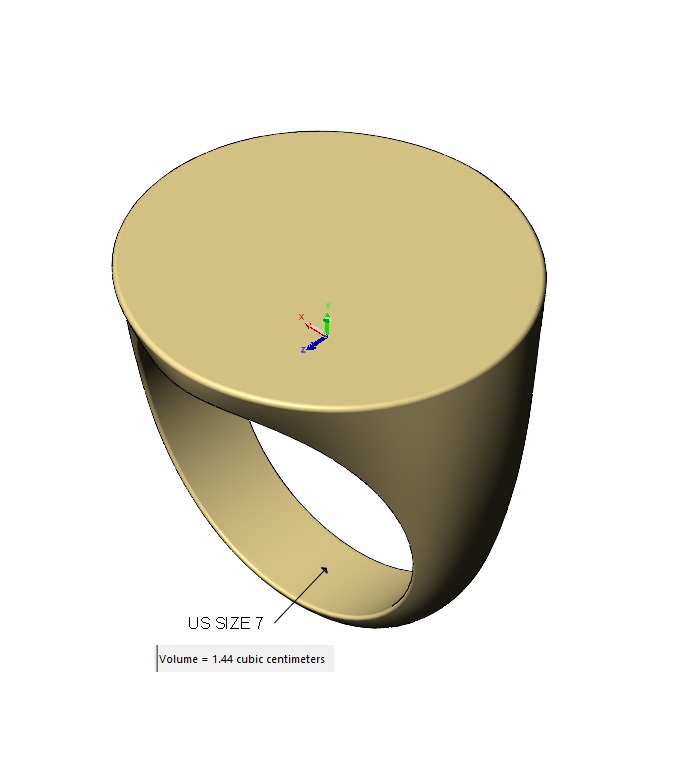 STL file Large 21mm round large signet ring US sizes 7 to 11 3D print ...