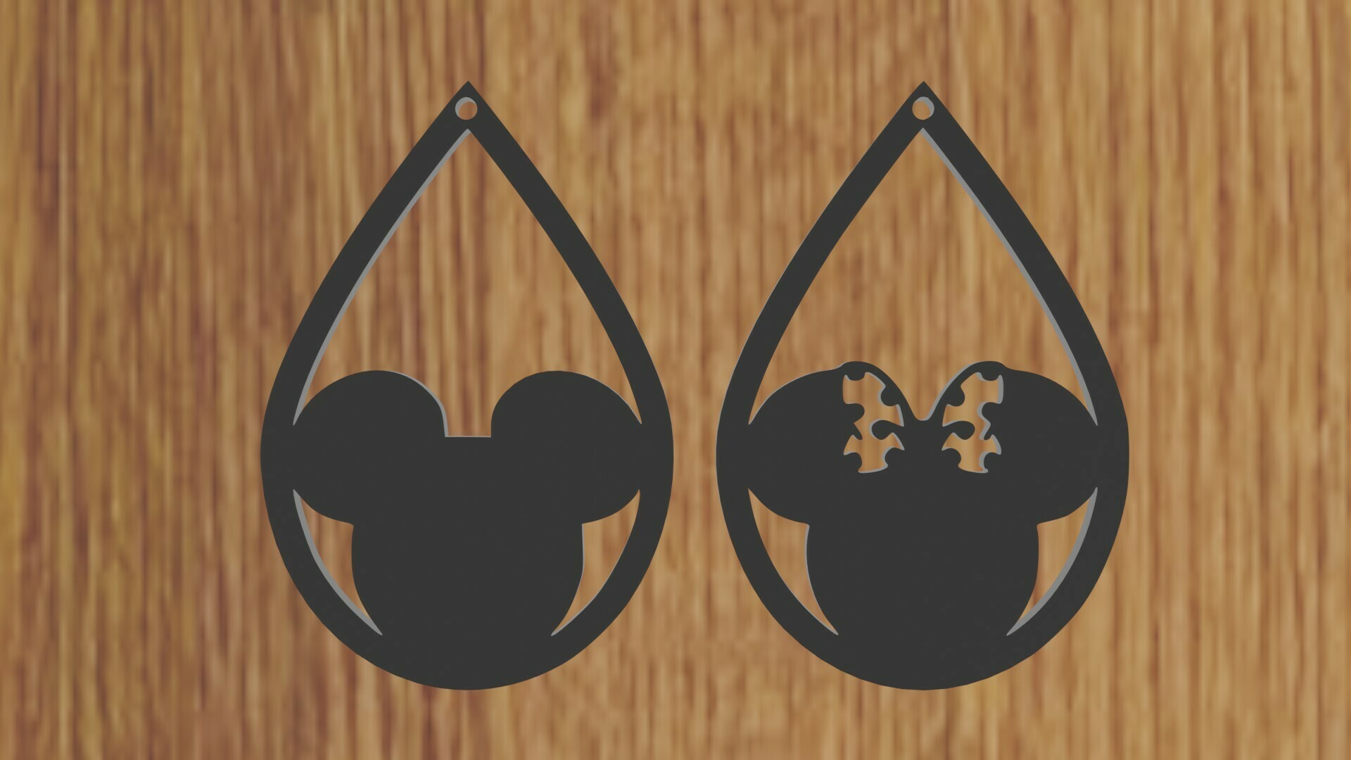 💍 PENDANT / EARRINGS MICKEY AND MINNIE・ STL File for ・Cults