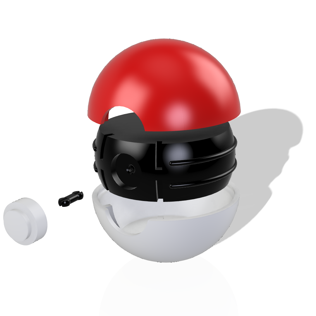 📱 Pokeball (Cosplay Prop w/Stand), No Supports, Snaps Together (no glue ...