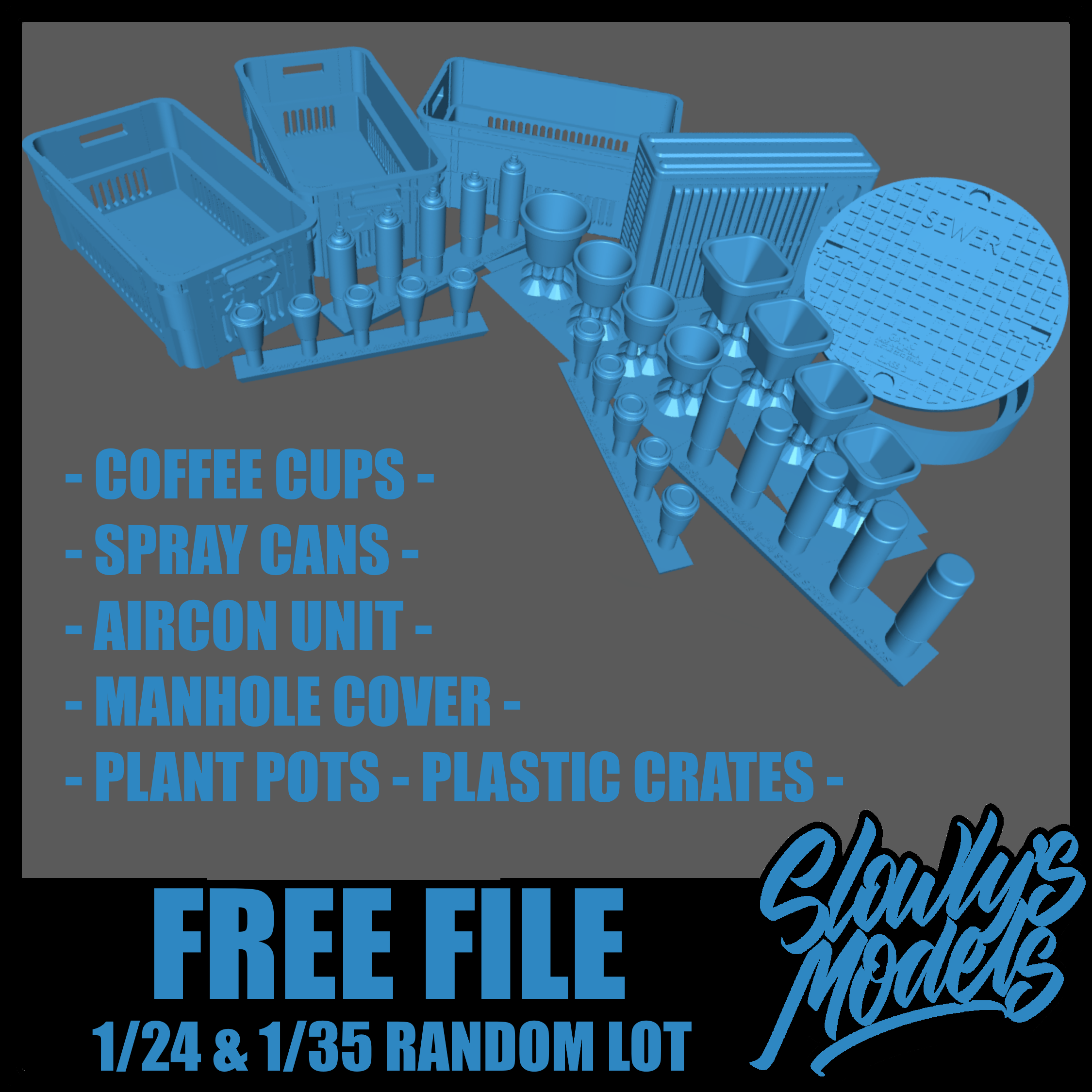🛞 1/24 & 1/35 Random Lot・Free STL File for 3D printing・Cults