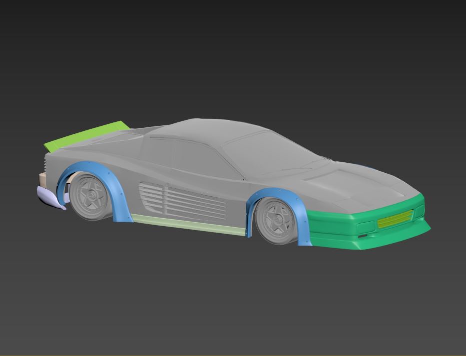 OBJ file Liberty Walk Style Body Kit For Ferrari Testarossa 🚶 ・Model to ...
