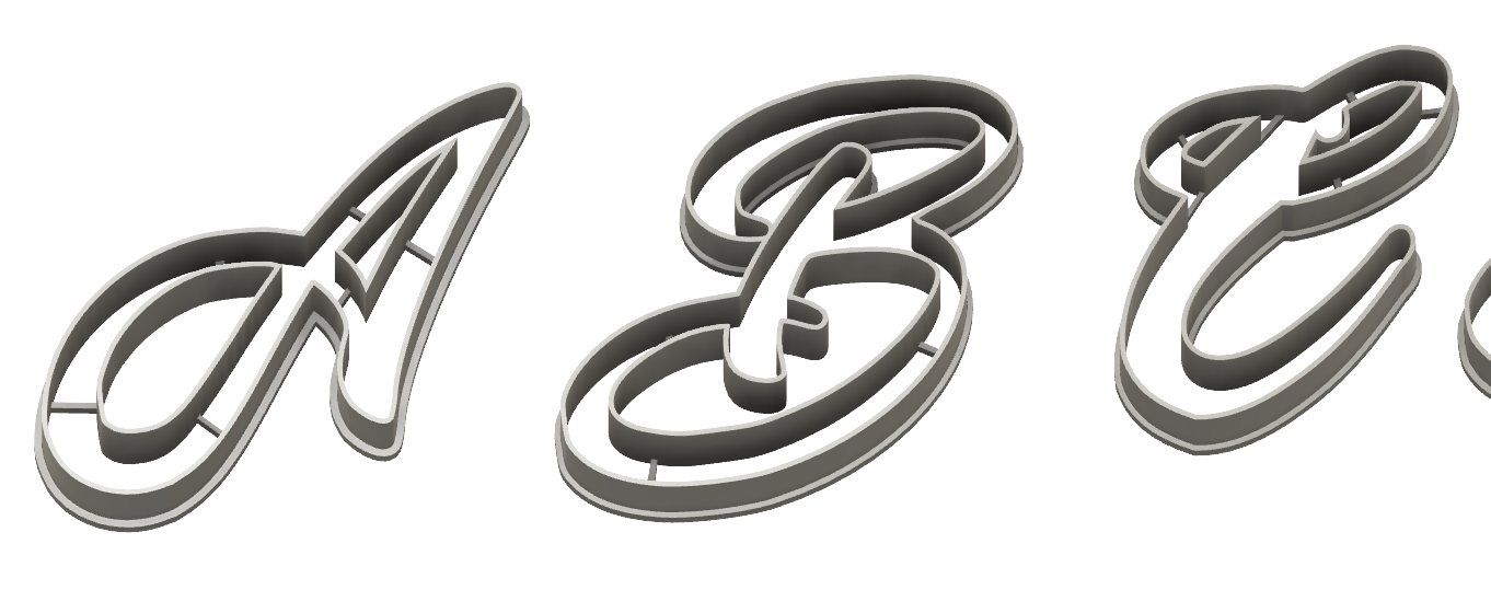 STL file alphabet cursive alphabet cutter -italics Yananeska typography ...