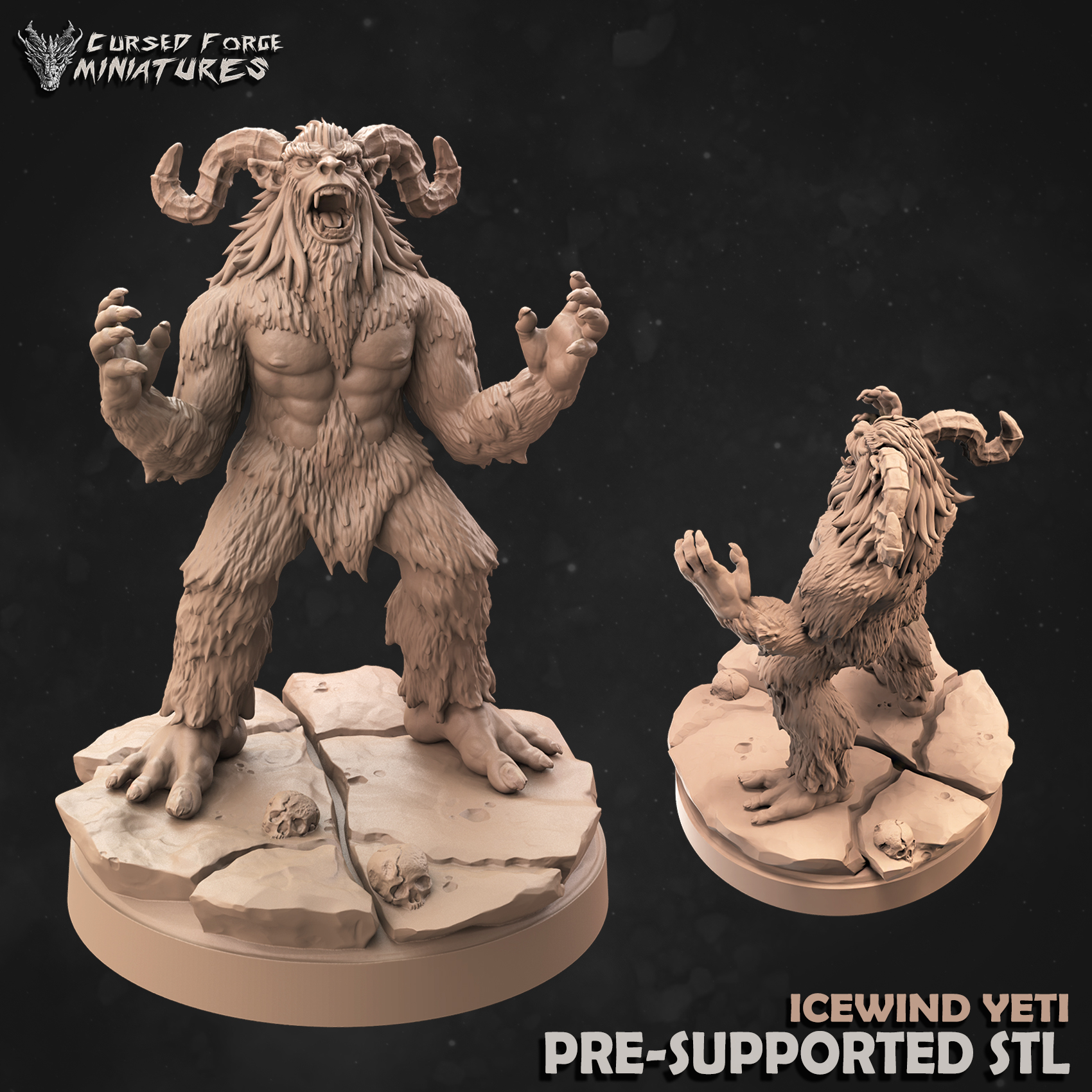 3D file Abominable Yeti (supported) 👹 ・3D print design to download・Cults