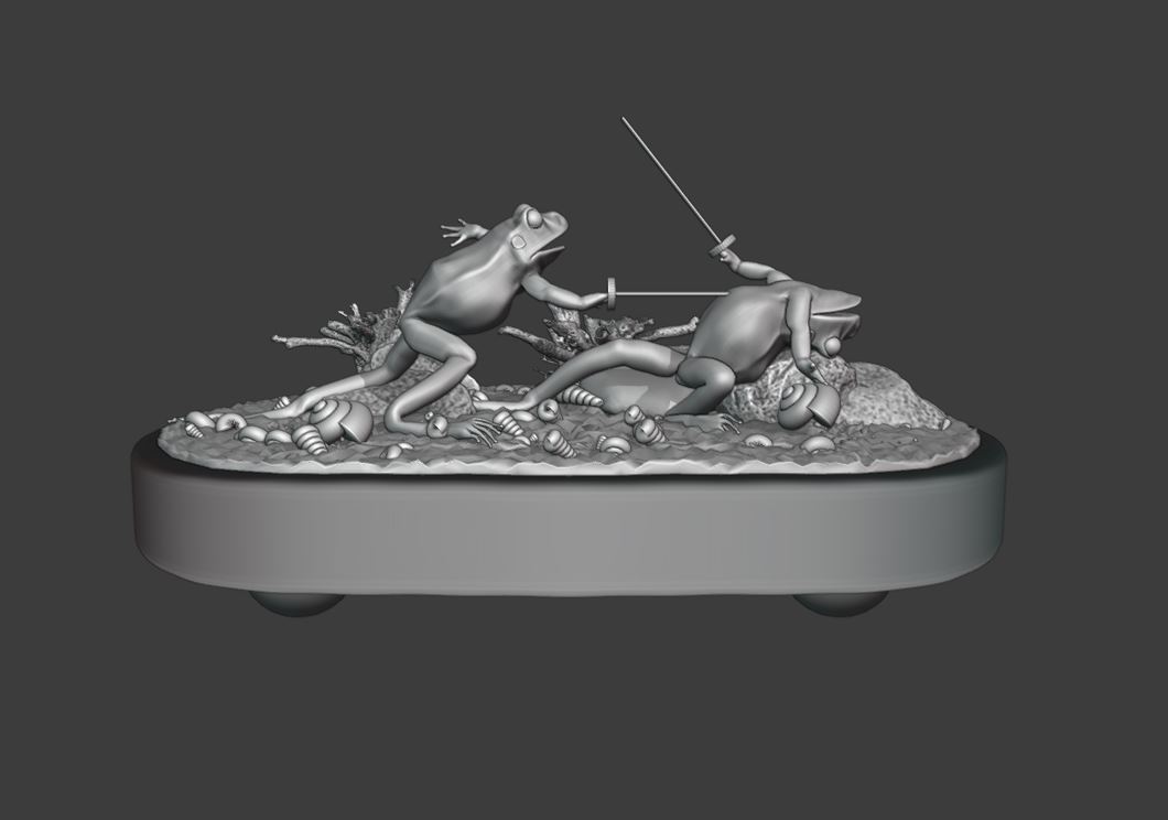 🐸 Frogs fighting - taxidermy・ STL File for 3D printing・Cults