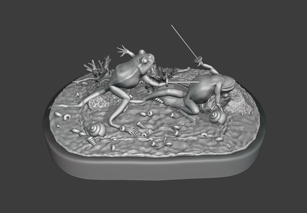 🐸 Frogs fighting - taxidermy・ STL File for 3D printing・Cults