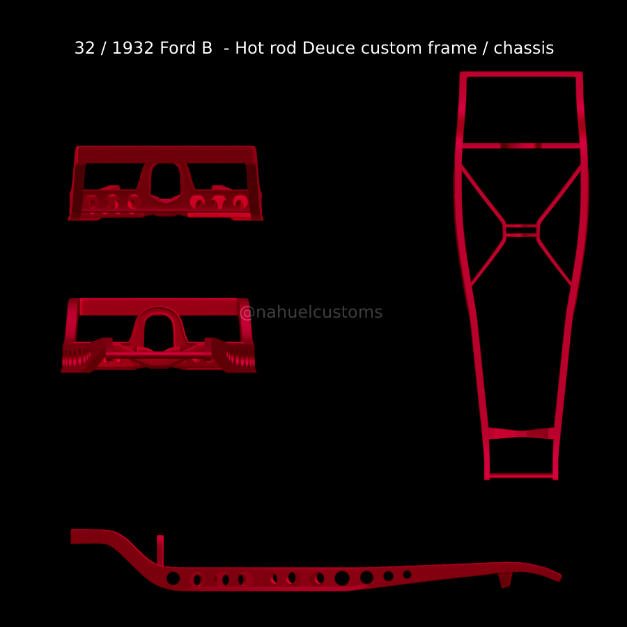 🚙 32 / 1932 Ford B - Hot rod Deuce custom frame / chassis・ STL File for ...