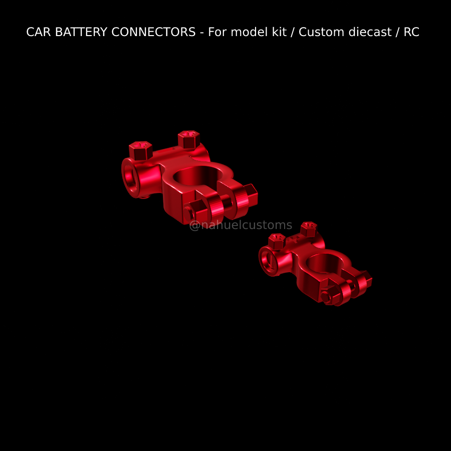 🚗 CAR BATTERY CONNECTORS - For model kit / Custom diecast / RC・ STL ...