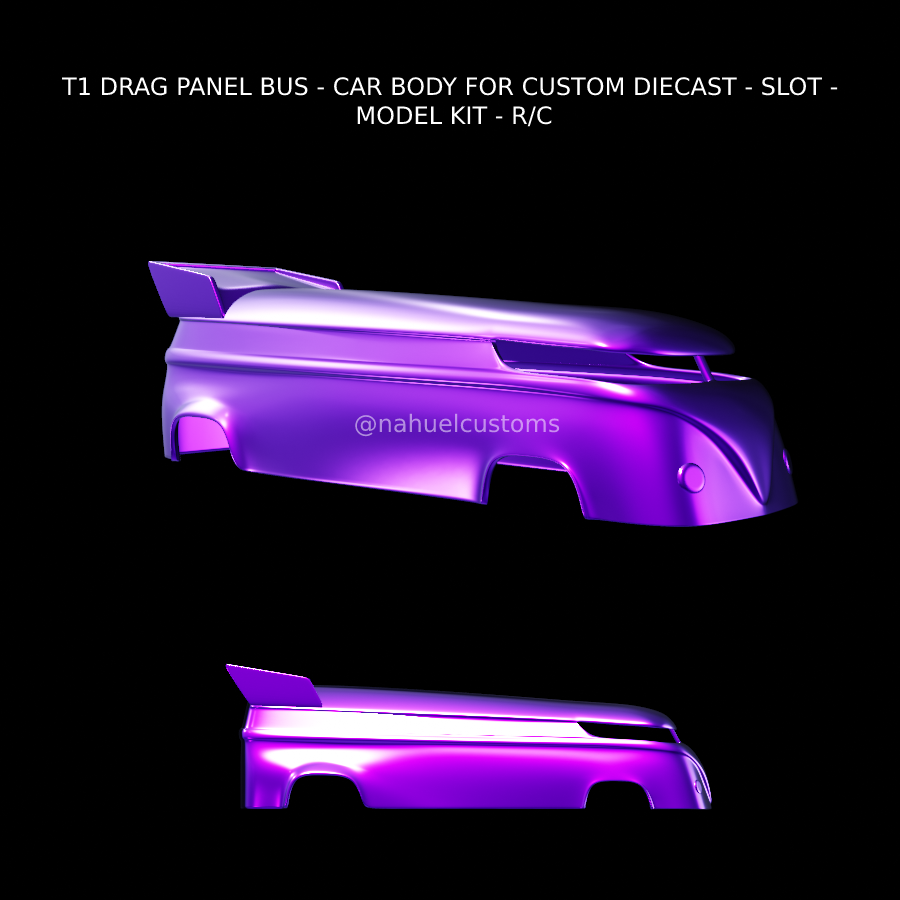 STL file T1 DRAG PANEL BUS - CAR BODY FOR CUSTOM DIECAST - SLOT - MODEL ...