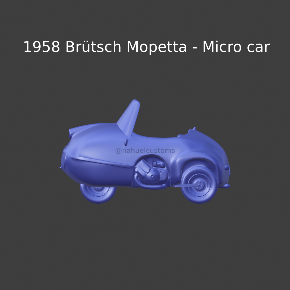 🚗 1958 Brutsch Mopetta - Micro car・Free STL File for ・Cults