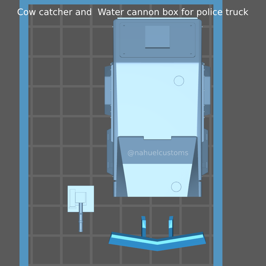 STL file Cow catcher and Water cannon box for police truck 🐄 ・3D print ...