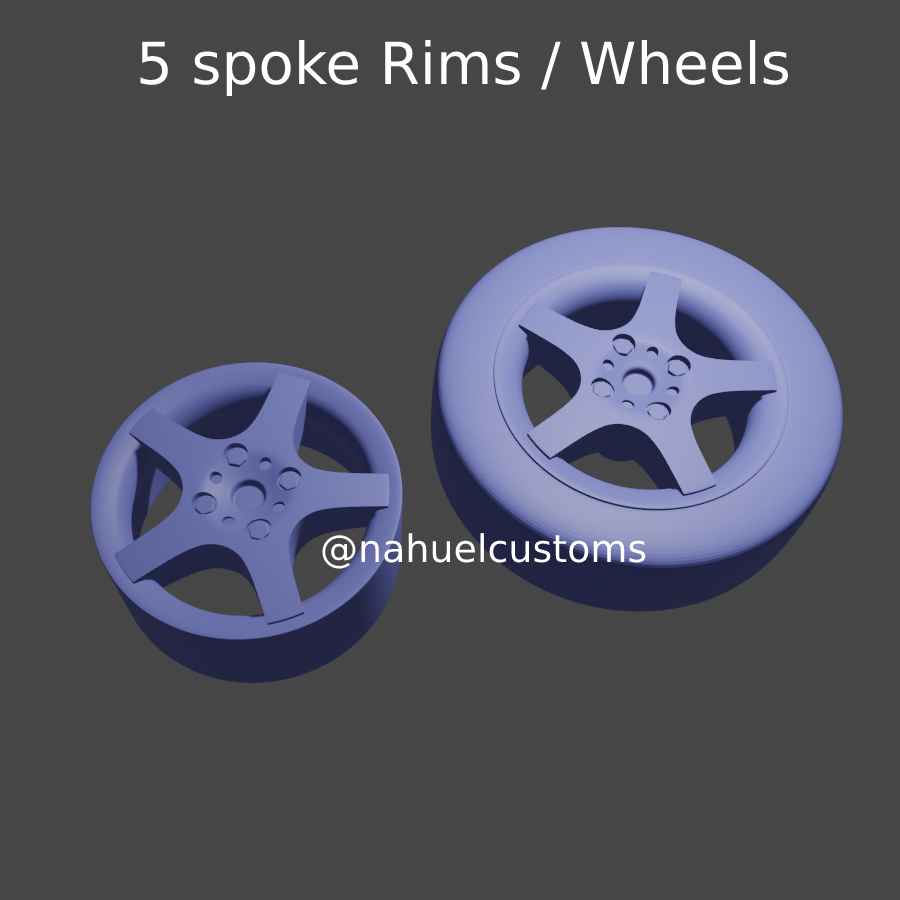 STL file 5 spoke Rims / Wheels 👽 ・Design to download and 3D print・Cults