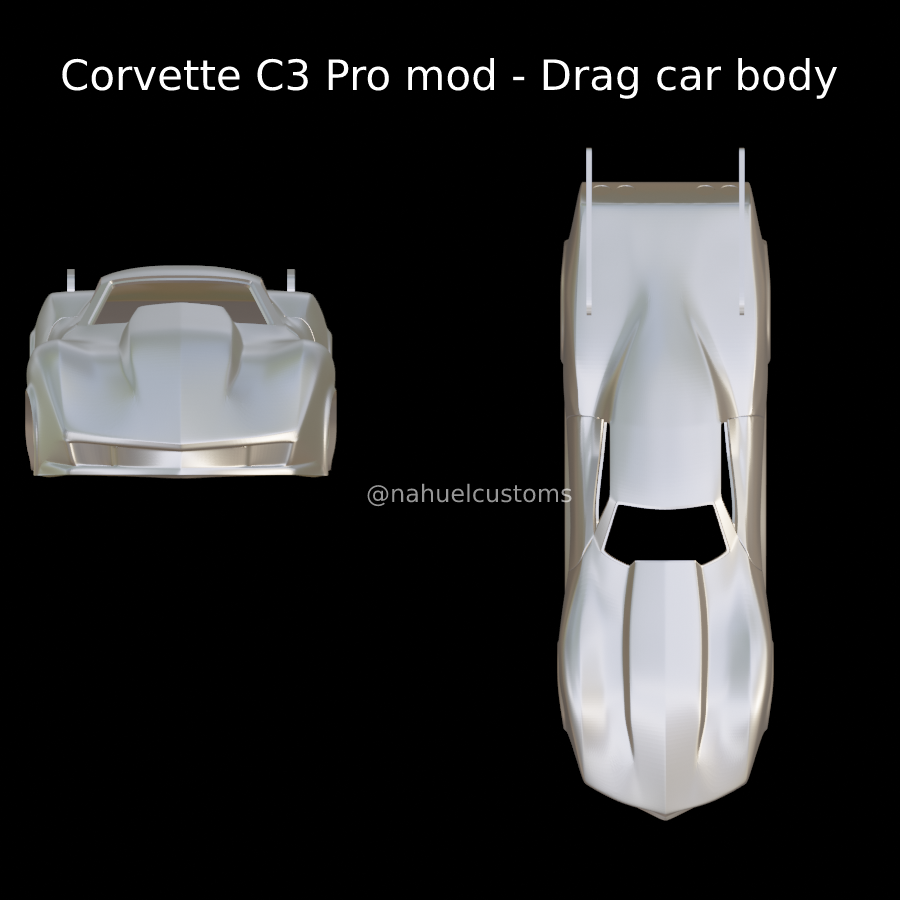 🚗 Corvette C3 Pro mod - Drag car body・ STL File for ・Cults