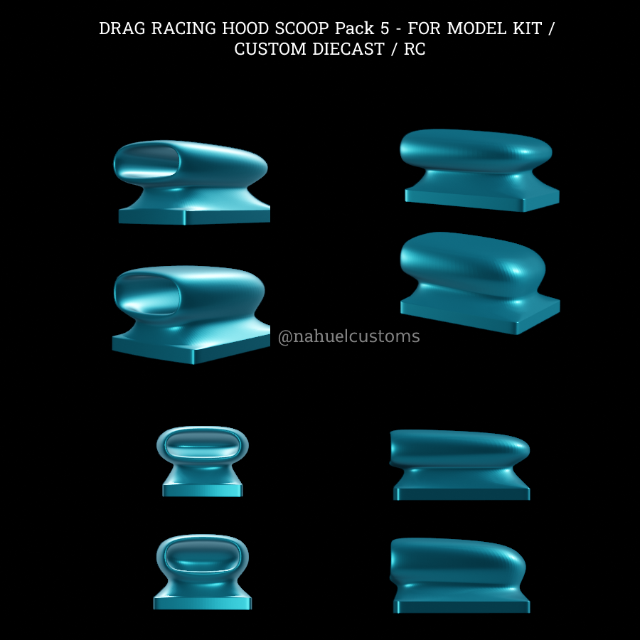 👽 DRAG RACING HOOD SCOOP Pack 5 - FOR MODEL KIT / CUSTOM DIECAST / RC ...