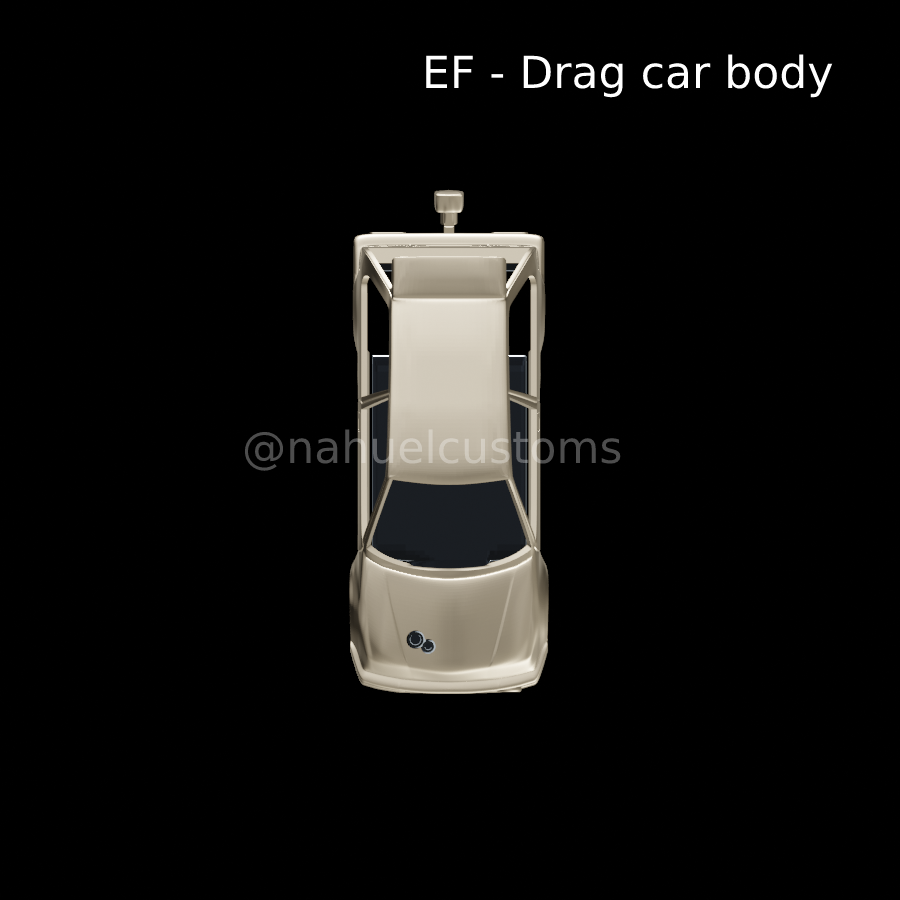 🚗 JDM EF HATCH TURBO - Drag car body・ STL File for ・Cults