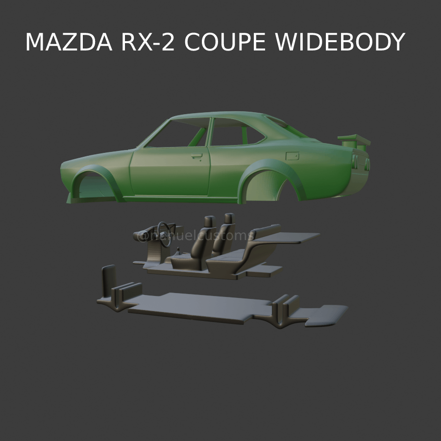 🚗 Mazda RX-2 Coupe Widebody - RX2 - Car body・ STL File for ・Cults