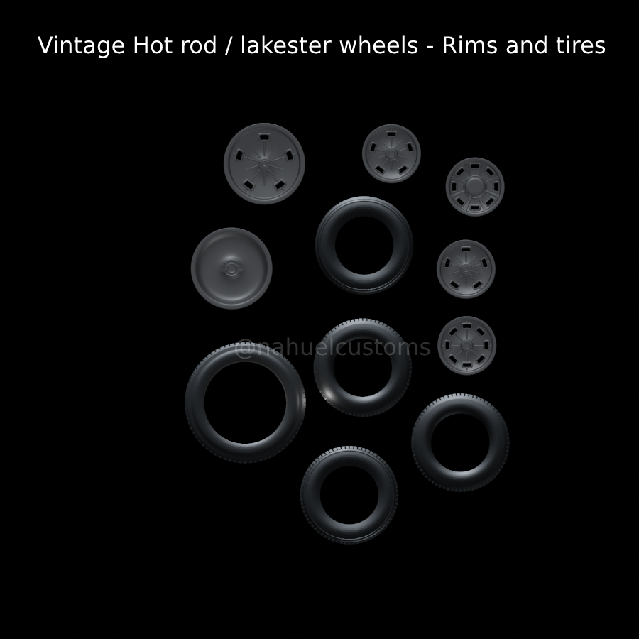 🥵 Vintage Hot rod / lakester wheels - Rims and tires・ STL File for ・Cults