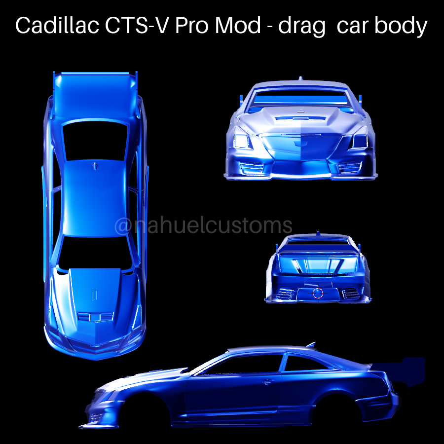 🚗 Cadillac CTS-V Pro Mod - drag car body・ STL File for ・Cults