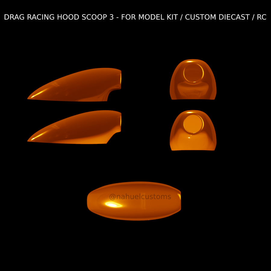 👽 DRAG RACING HOOD SCOOP 3 - FOR MODEL KIT / CUSTOM DIECAST / RC・ STL ...