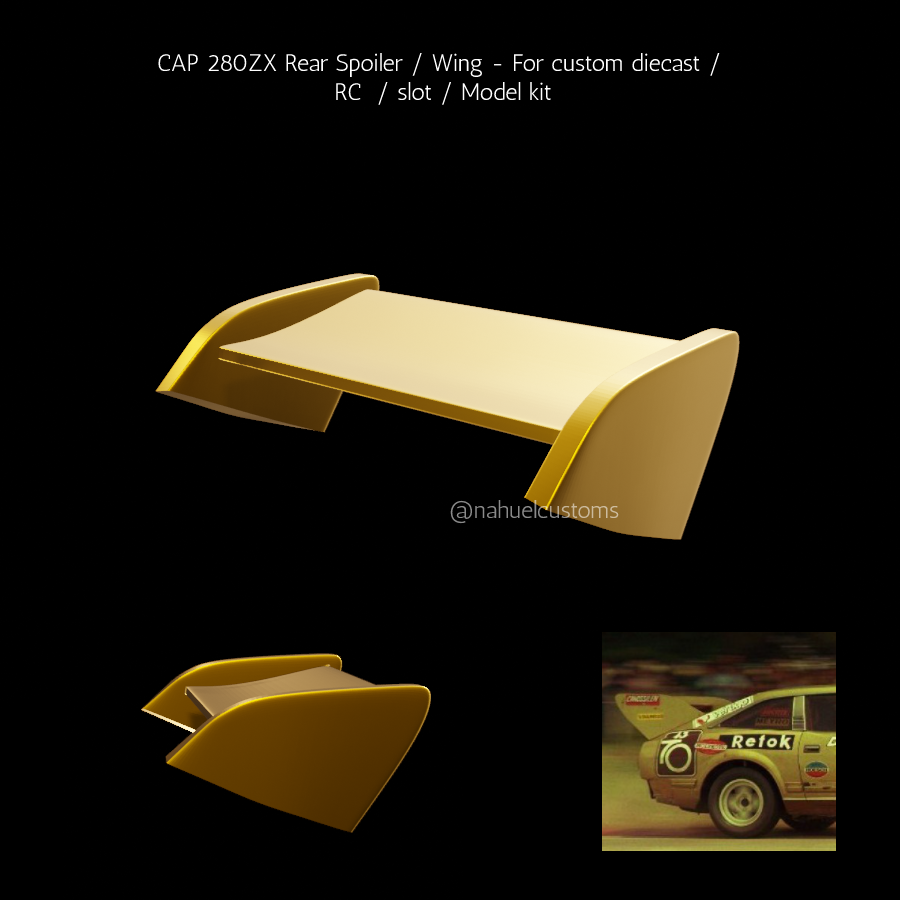 🧢 CAP 280ZX Rear Spoiler / Wing - For custom diecast / RC / slot ...