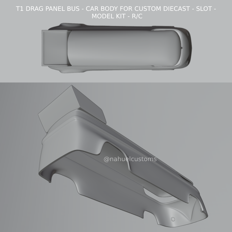 STL file T1 DRAG PANEL BUS - CAR BODY FOR CUSTOM DIECAST - SLOT - MODEL ...
