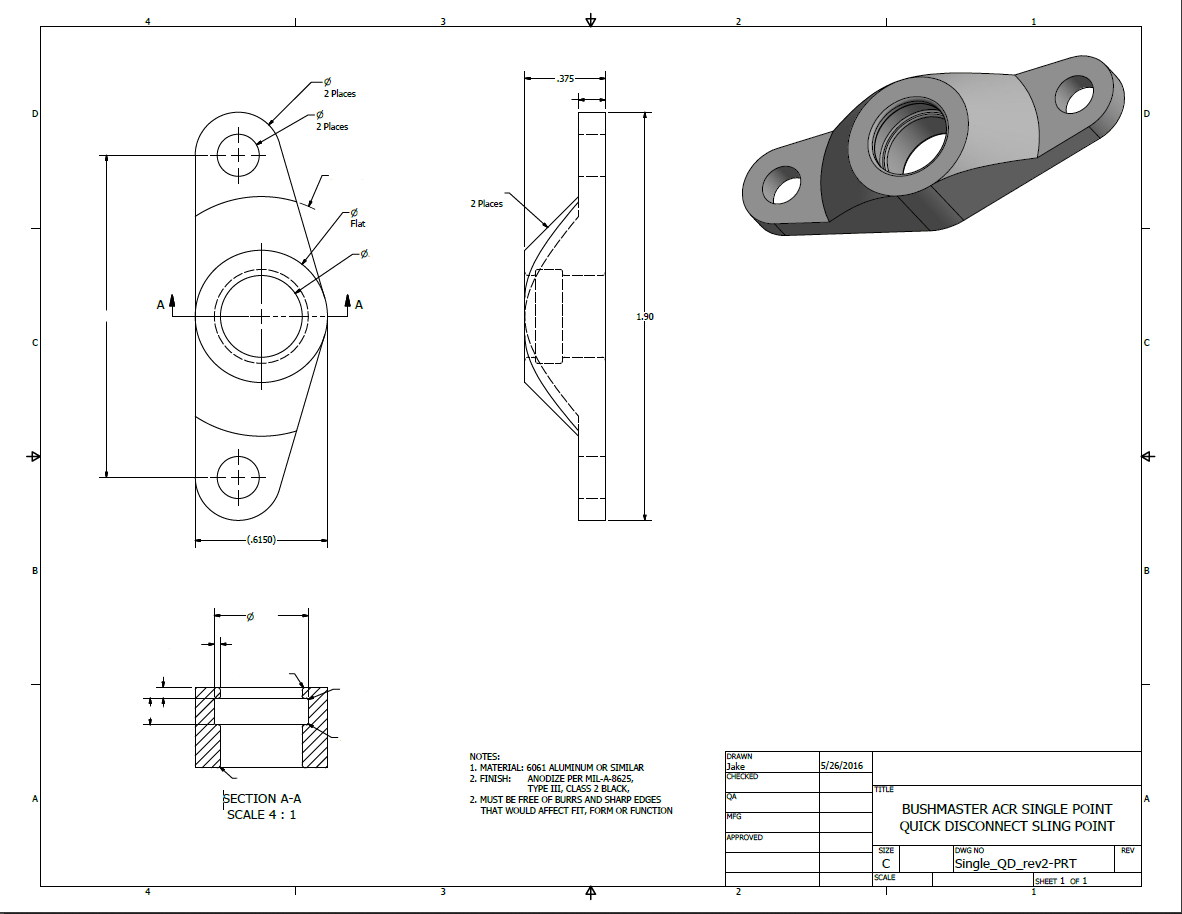 📱 QD Sling Point for ACR・ STL File for ・Cults
