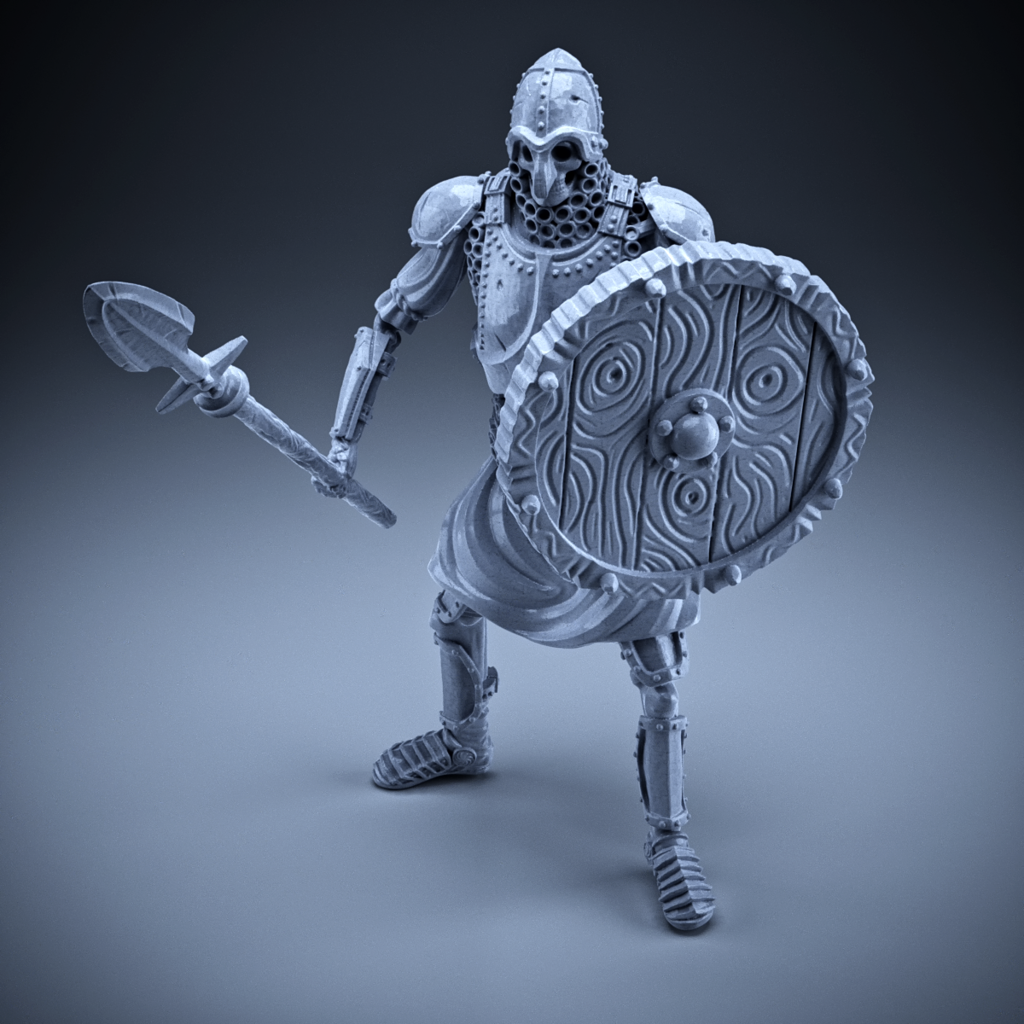 Free STL file Skeleton - Heavy Infantry - Spear + Round Shield - Idle ...