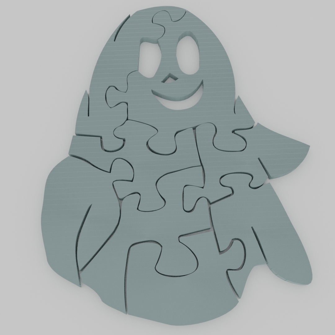 👻 Ghost Puzzle Jigsaw・Free STL File for ・Cults