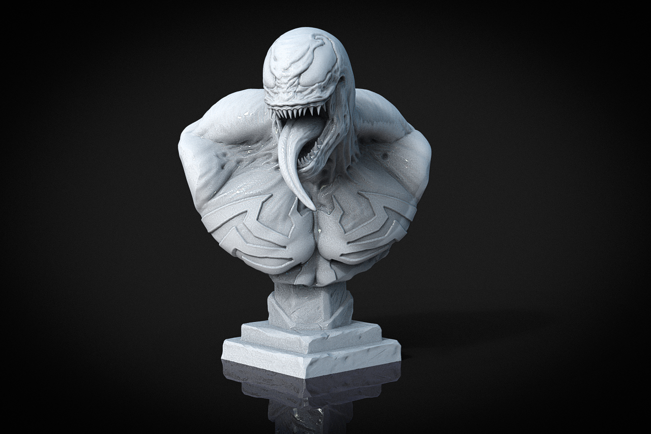 👤 Venom Bust・ STL File for ・Cults