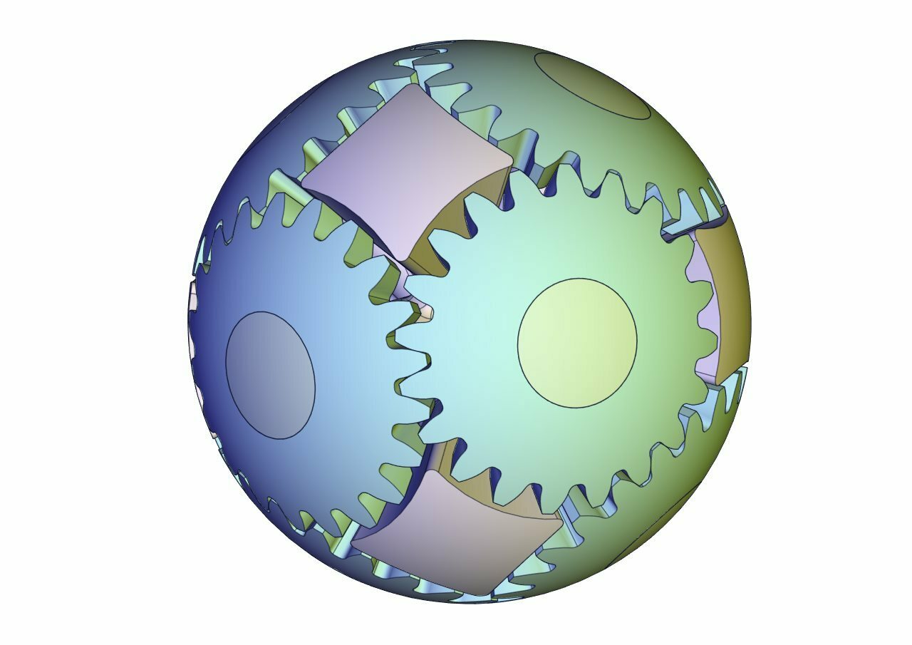 ⚙️ Sphere gear (ball gear) T20D34・ STL File for ・Cults