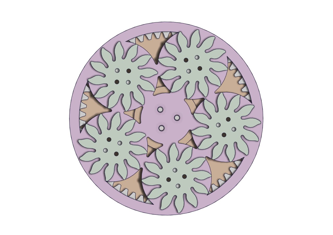 STL file planetary gear set-type2-5 planetary gears-D72 ⚙️ ・3D printing ...