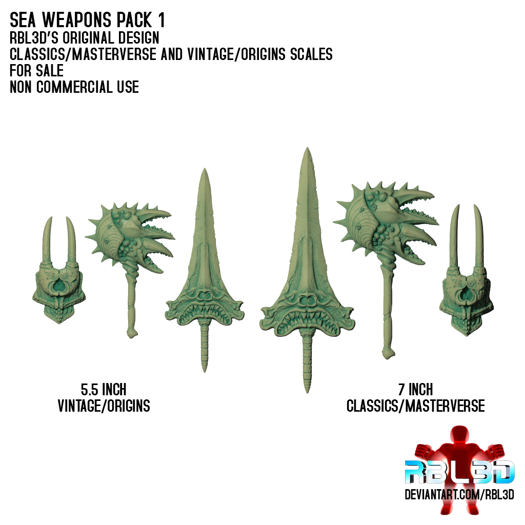 OBJ file Sea Weapons Pack 1 (Claw, Mace, Greatsword) 🔫 ・3D printable ...