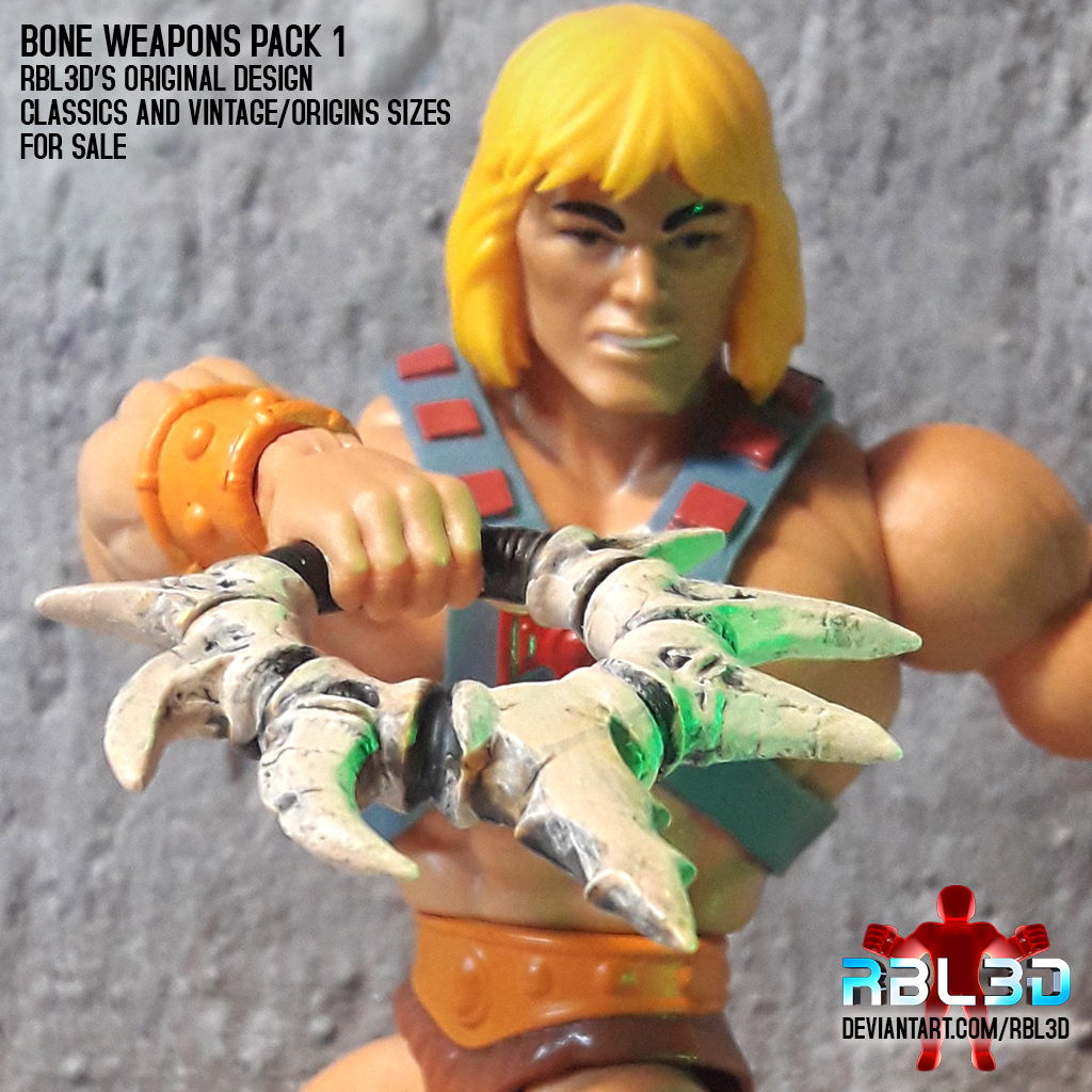 🦴 Bone Weapons Pack 1 (Axe, Ring, Staff)・ OBJ File for ・Cults