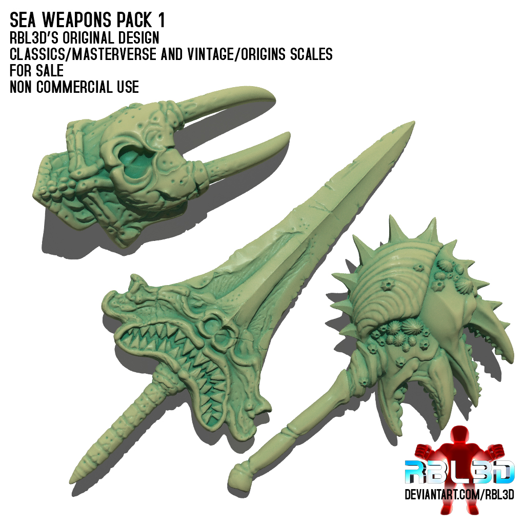 OBJ file Sea Weapons Pack 1 (Claw, Mace, Greatsword) 🔫 ・3D printable ...