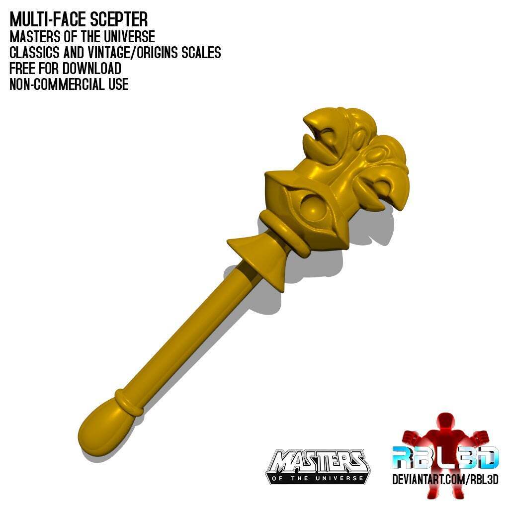 Free OBJ file Man-e-Faces/Multi-Face Scepter (Motu) 🎲 ・3D printer model ...