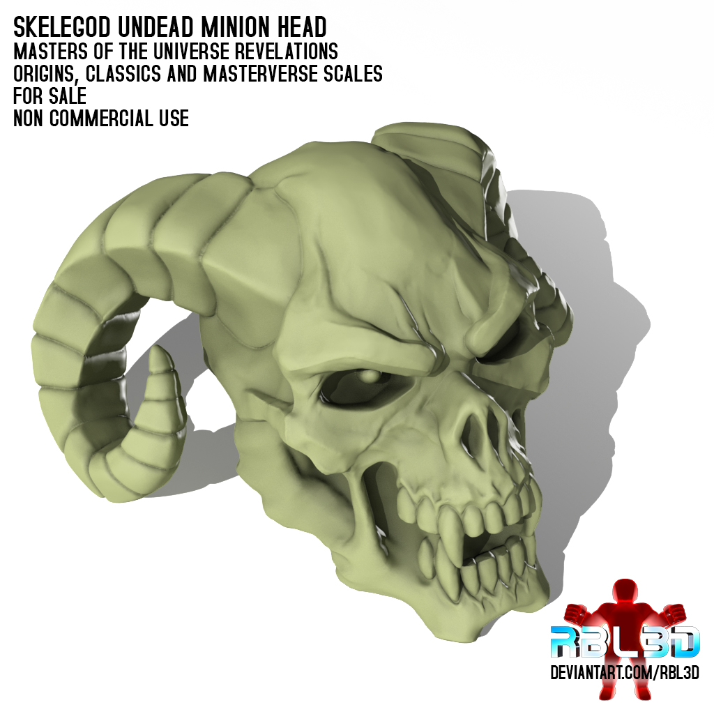 👹 Skelegod Undead Minion Head (Motu 3 scales)・ OBJ File for ・Cults