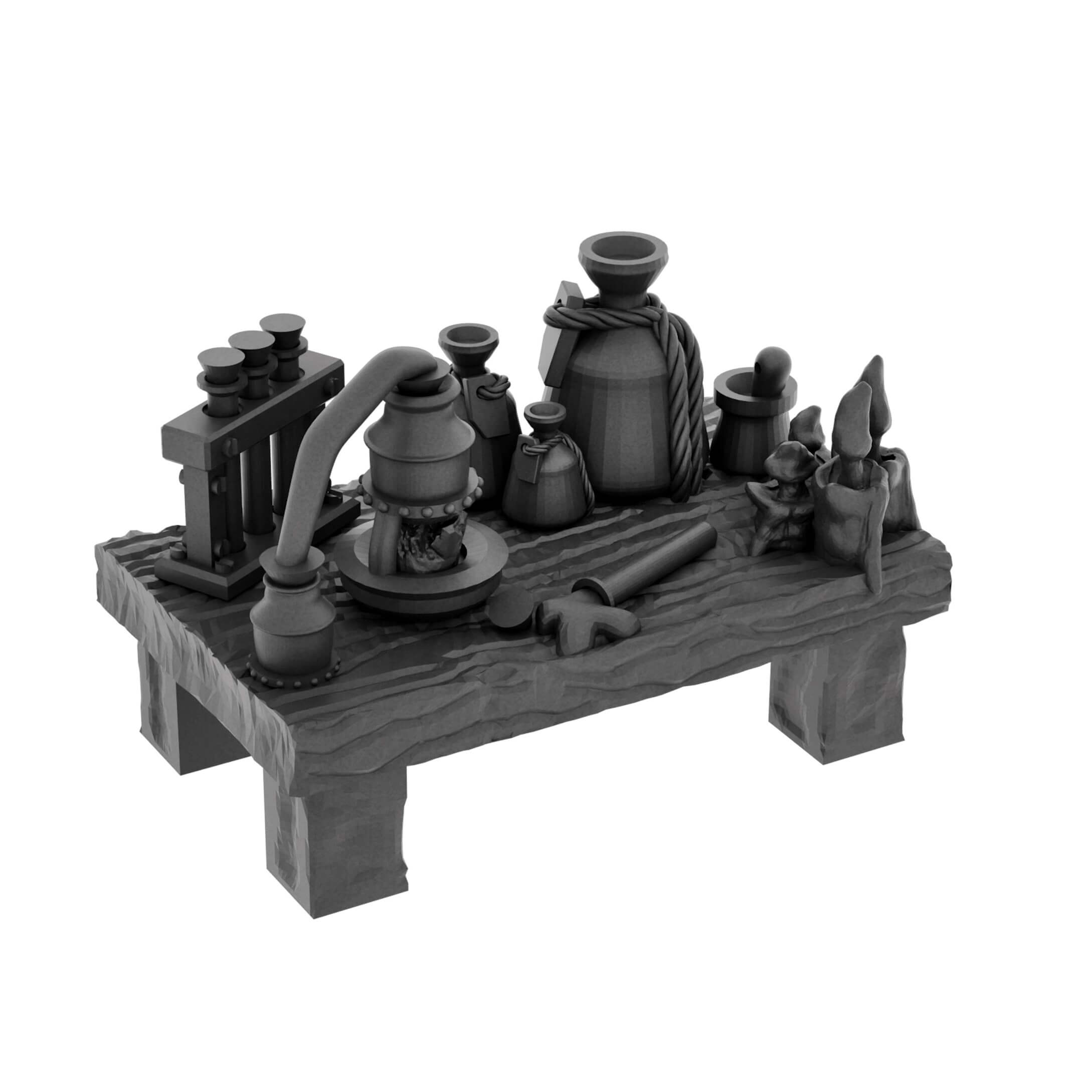 🥼 Mad alchemist test subject and alchemy lab equipment・ 3D File for 3D ...