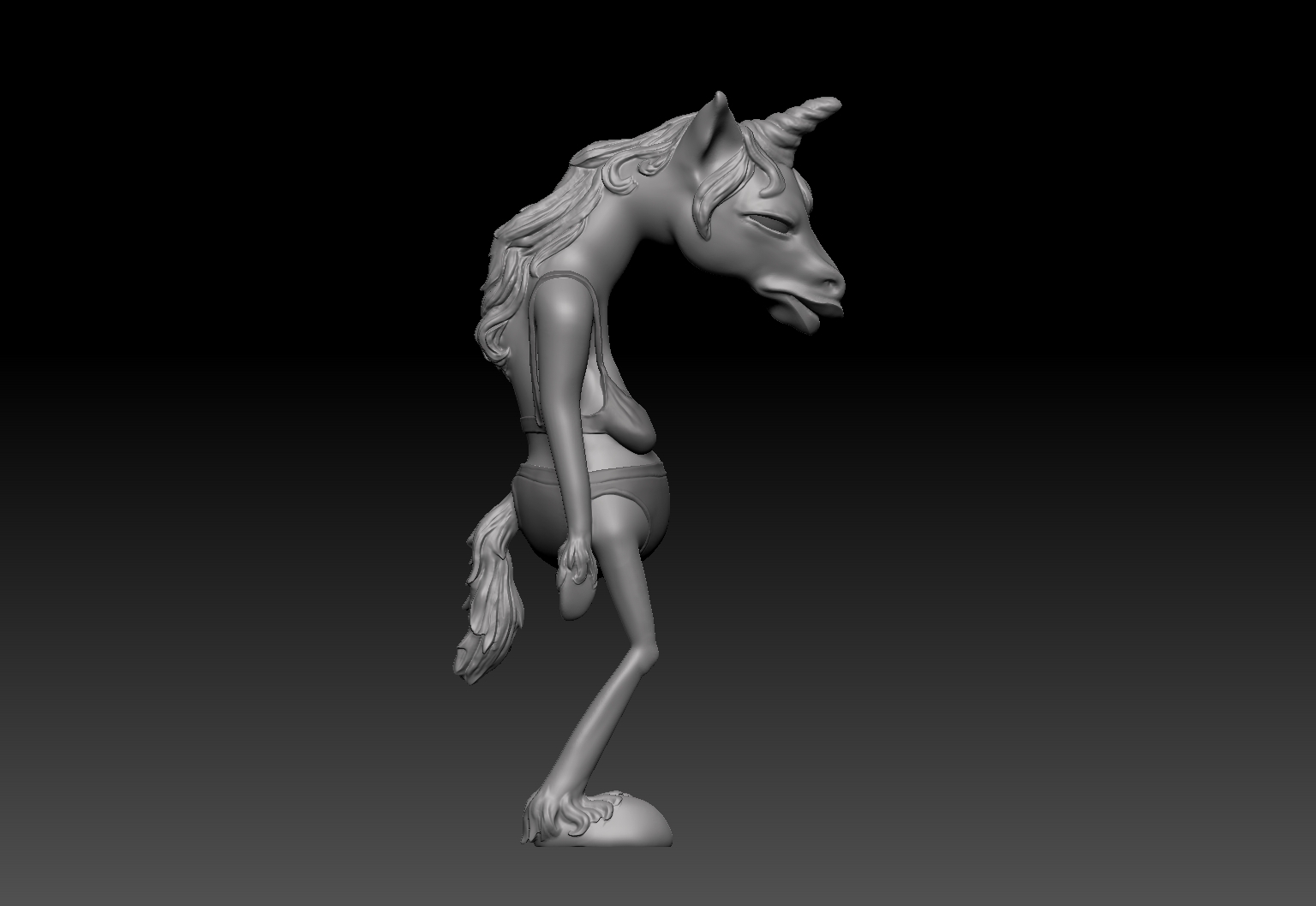 ♀️ SLOPPY FEMALE UNICORN GRUMPY CUTE FUNNY SCULPTURE・ 3D File for ・Cults