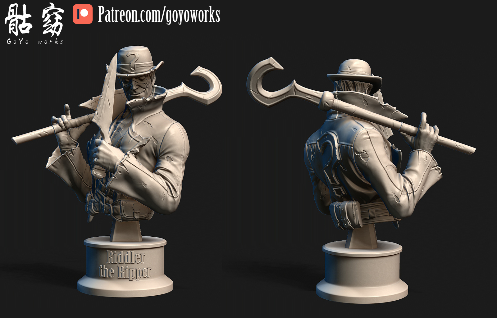 3D file 'Riddler the Ripper' & bust 👤 ・3D print object to download・Cults