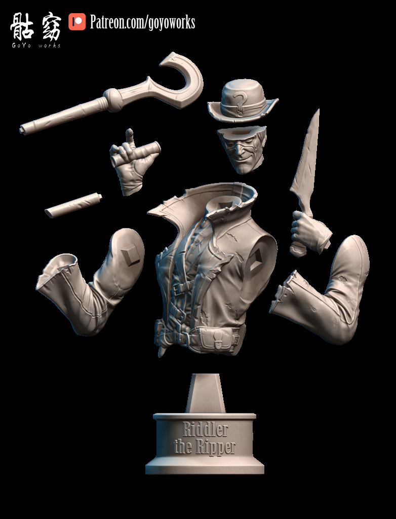 3D file 'Riddler the Ripper' & bust 👤 ・3D print object to download・Cults