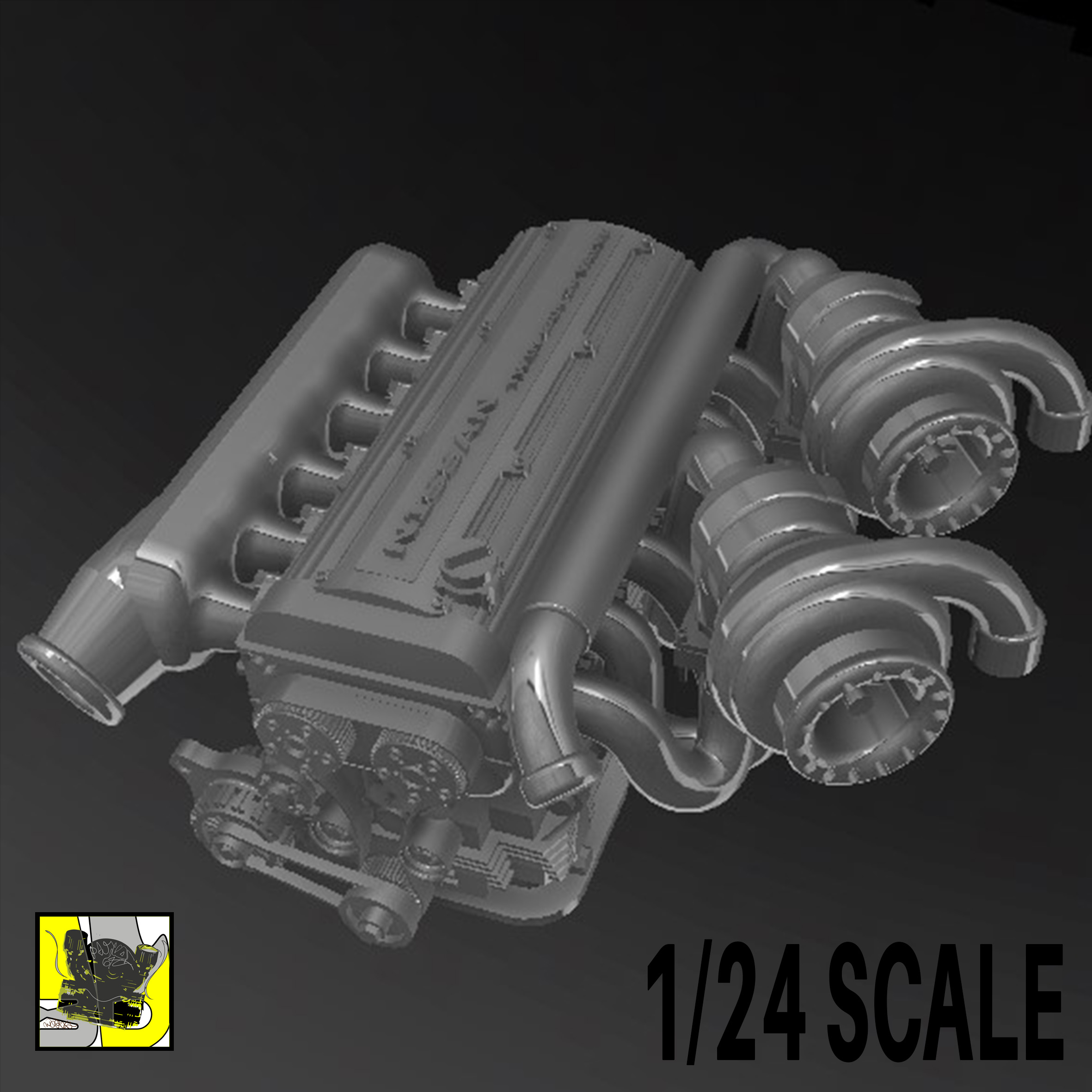 🚗 1/24 Scale Engine Nissan RB26・ STL File for ・Cults