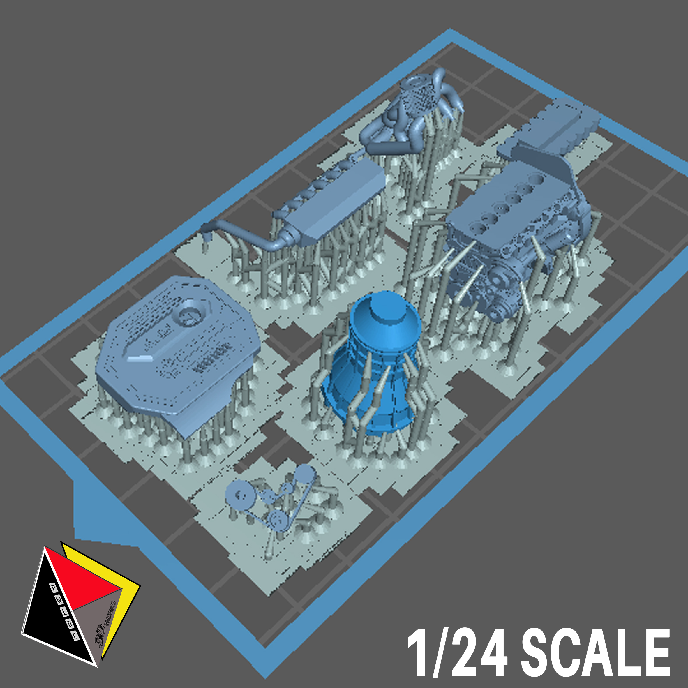 🇪🇺 1/24 Scale B58 Engine Turbo BMW・ STL File for ・Cults