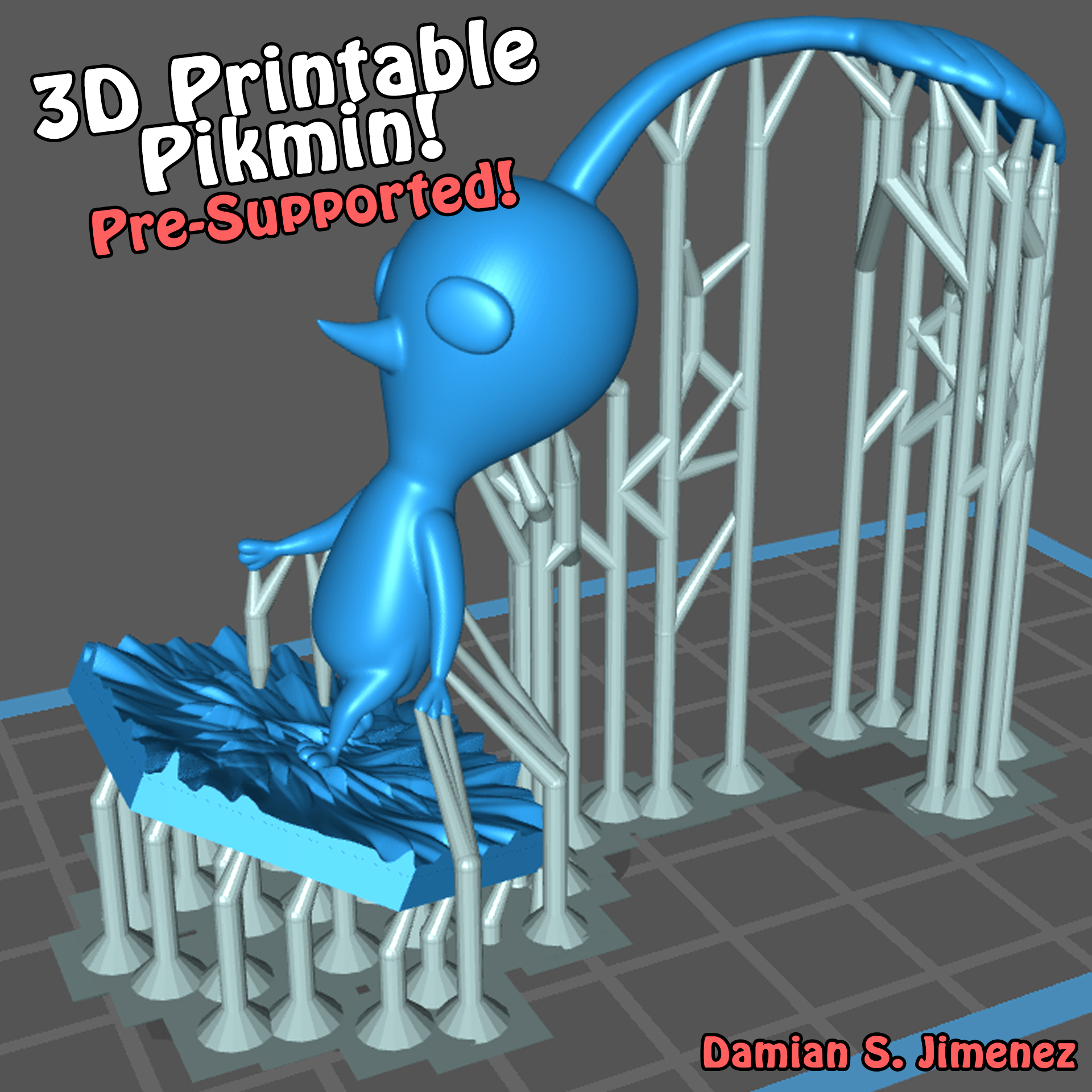 🎲 Red Pikmin 3D Printable model, pre-supported・ STL File for ・Cults