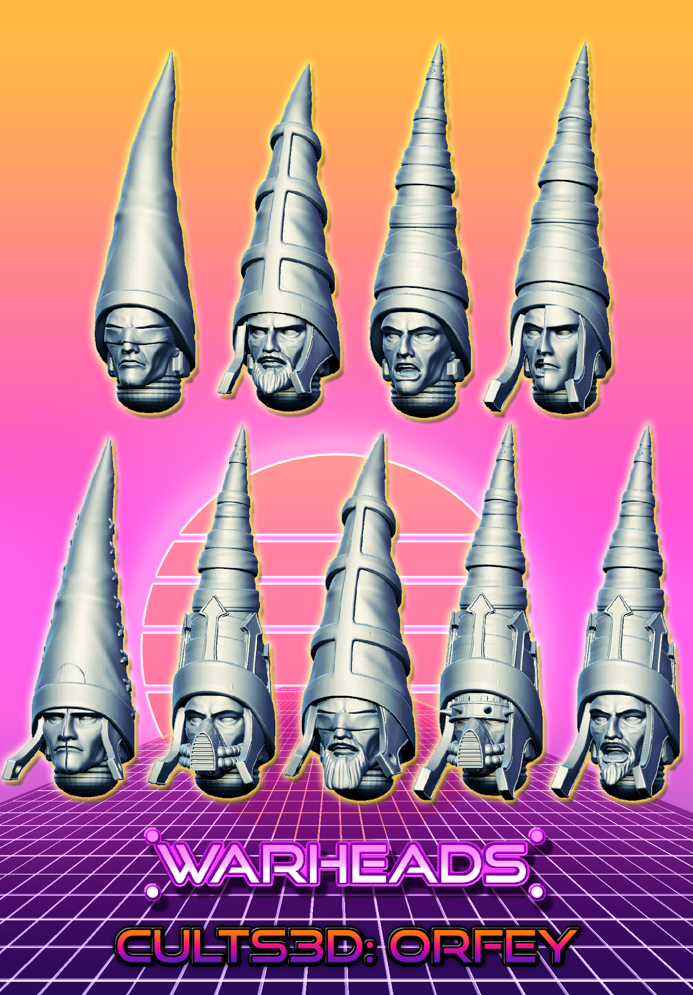 ⛪️ They are Crazy! Pointed Hood Cultists - 41 Heads Pack・ 3D File for ...