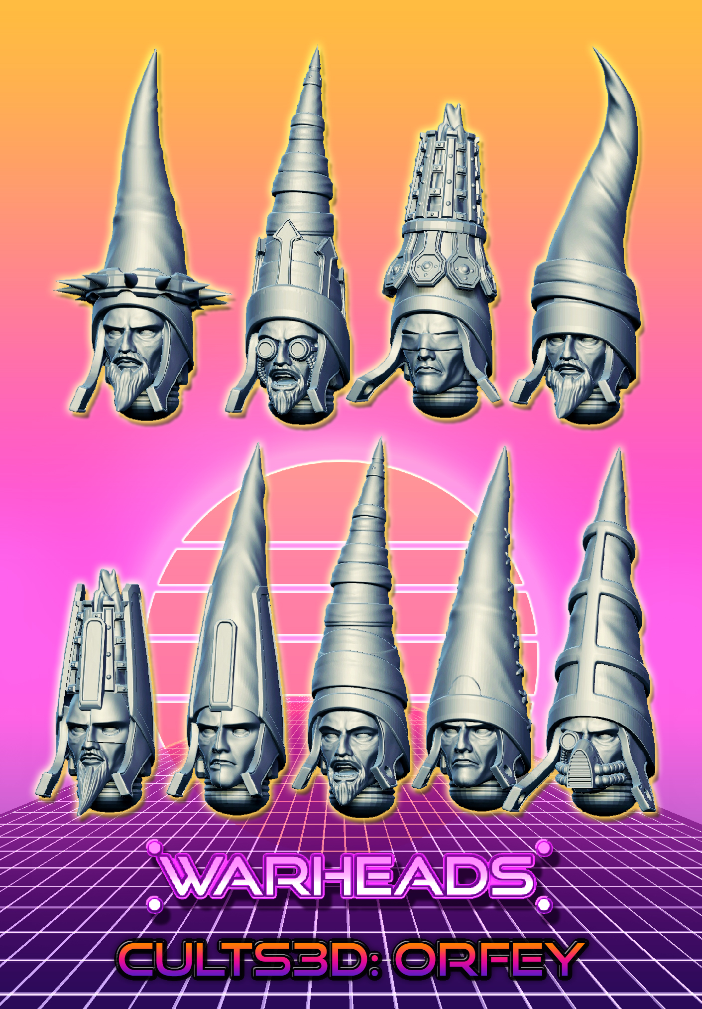 ⛪️ They are Crazy! Pointed Hood Cultists - 41 Heads Pack・ 3D File for ...