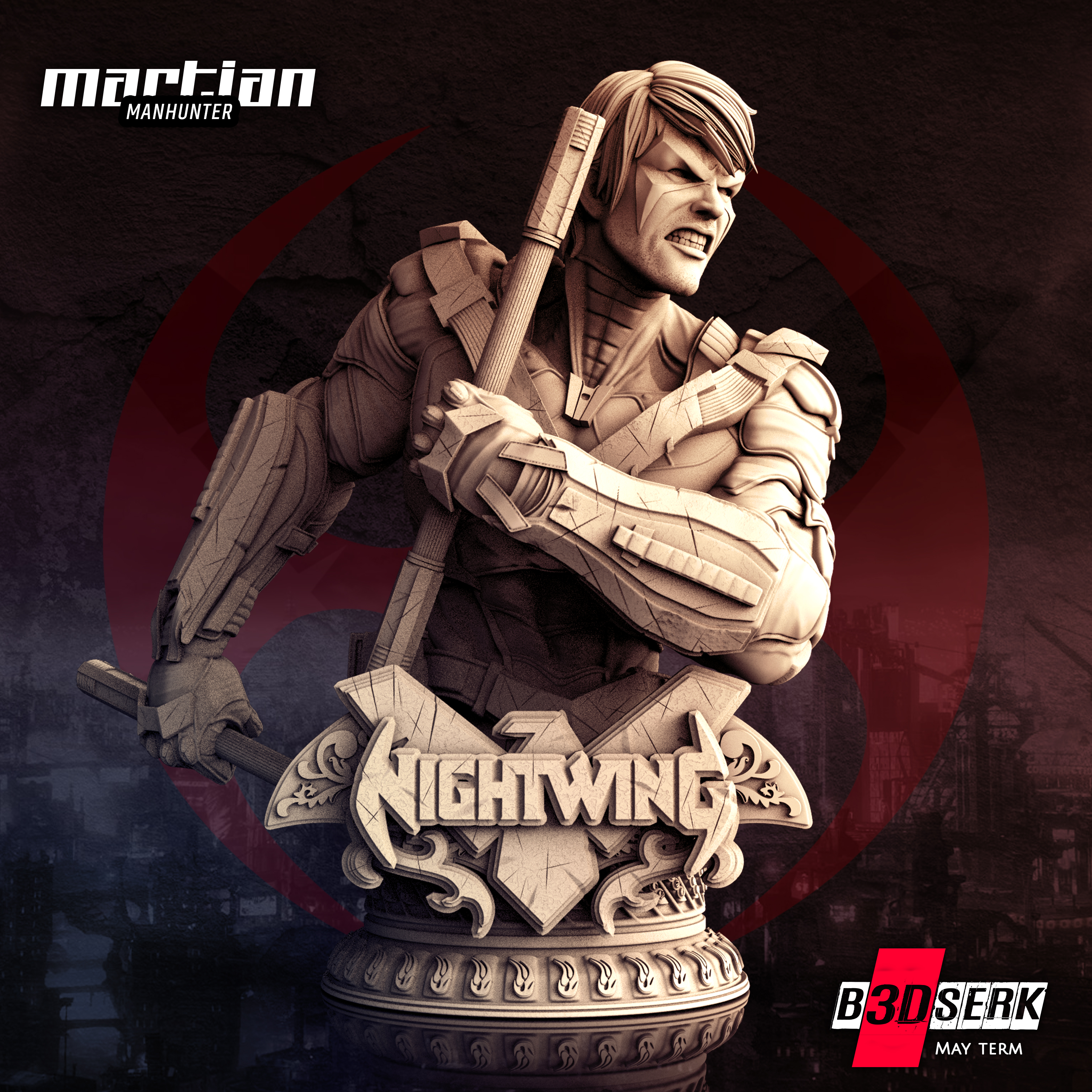 3D file B3DSERK May Term Nightwing Bust for 3d printing 👤 ・3D printer ...