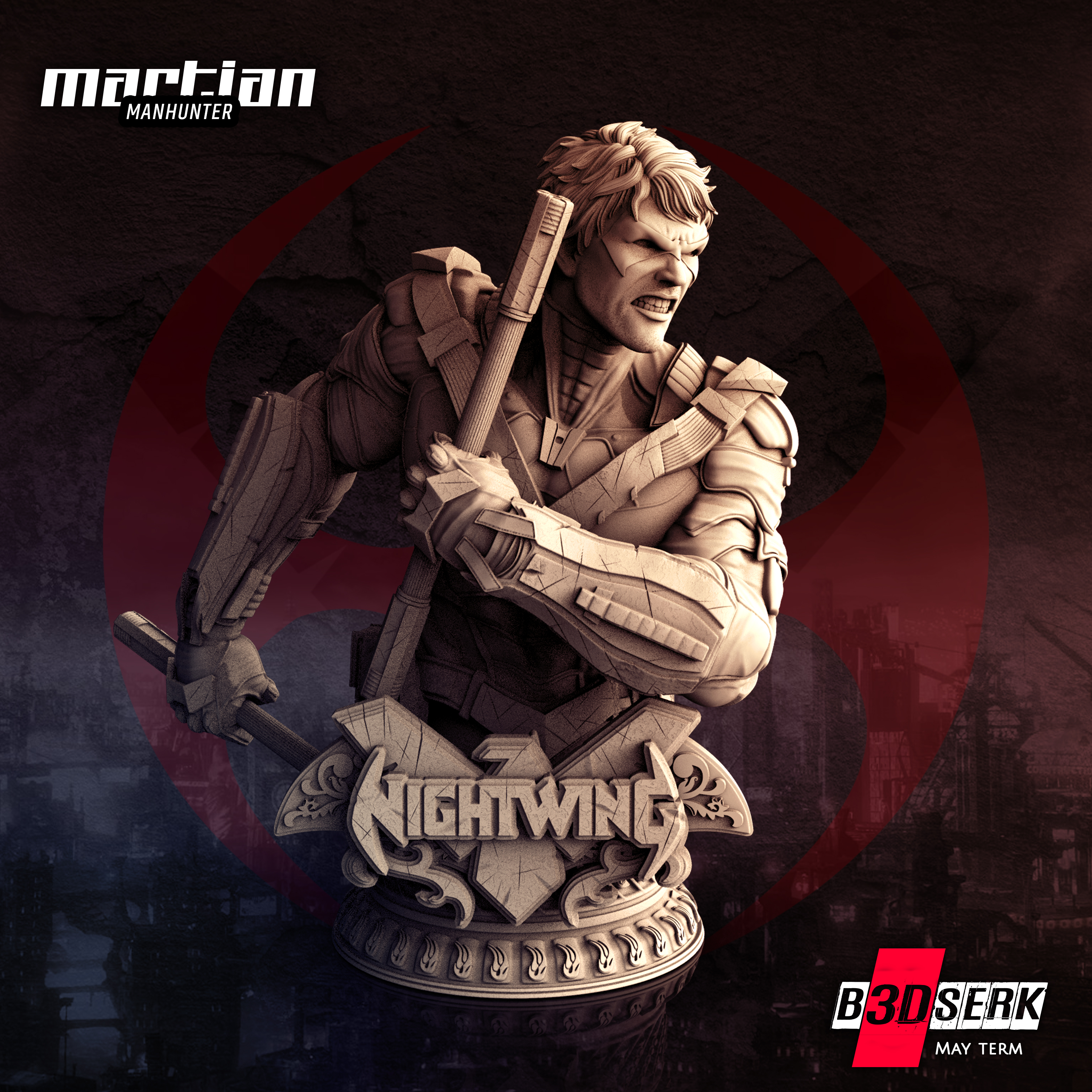 3D file B3DSERK May Term Nightwing Bust for 3d printing 👤 ・3D printer ...