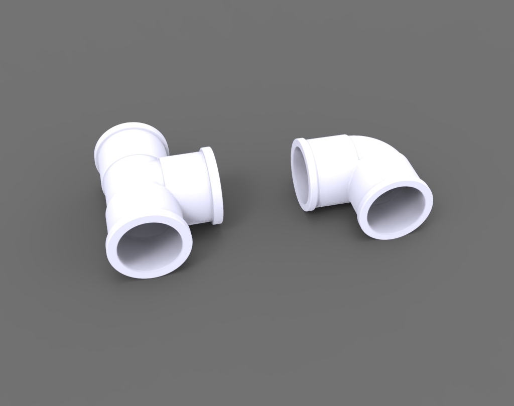 🏠 90° Elbow & Tee (25mm)・ STL File for ・Cults