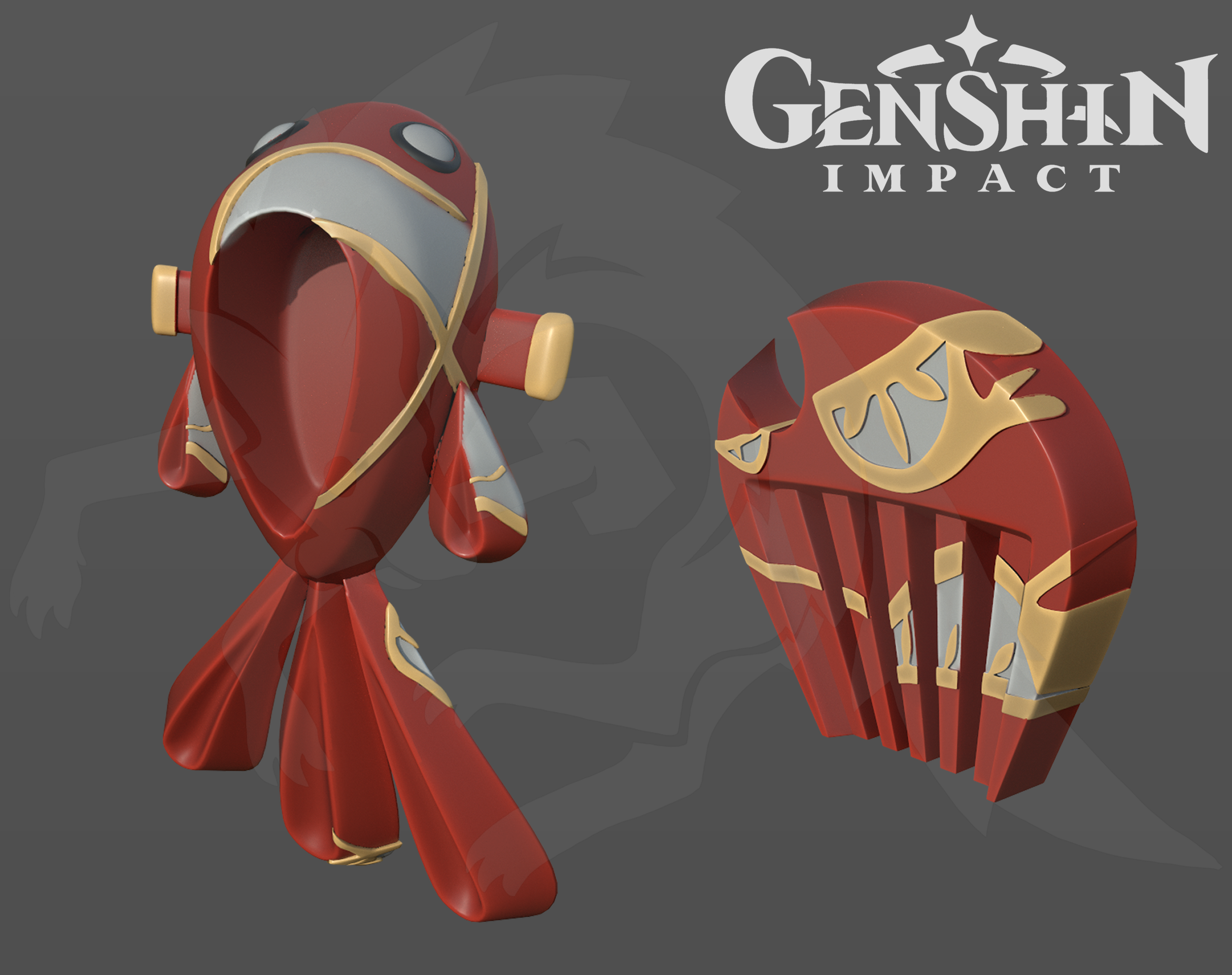 OBJ file Genshin Impact Yoimiya's cosplay accessories 3D model (full ...