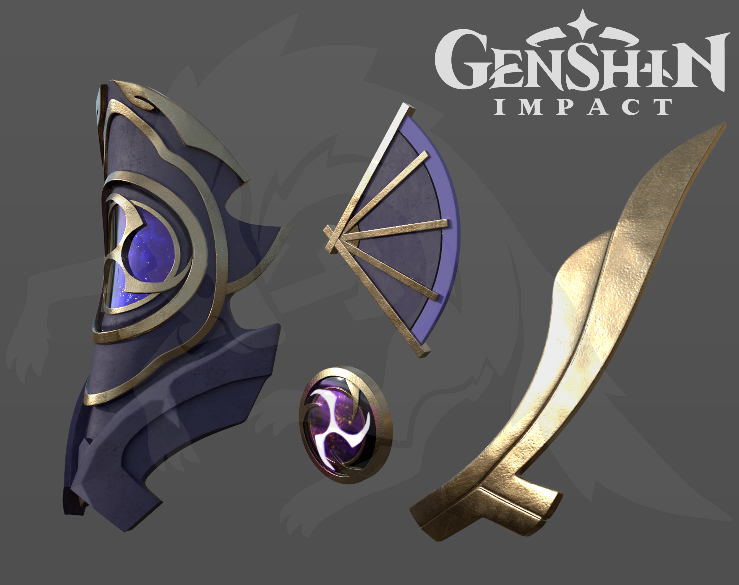 3D file Genshin Impact Raiden Shogun Baal cosplay accessories 3D model ...